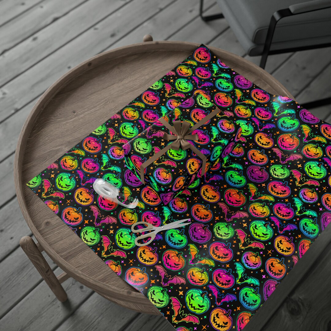 Neon Pumpkin Wrapping Paper - Etsy