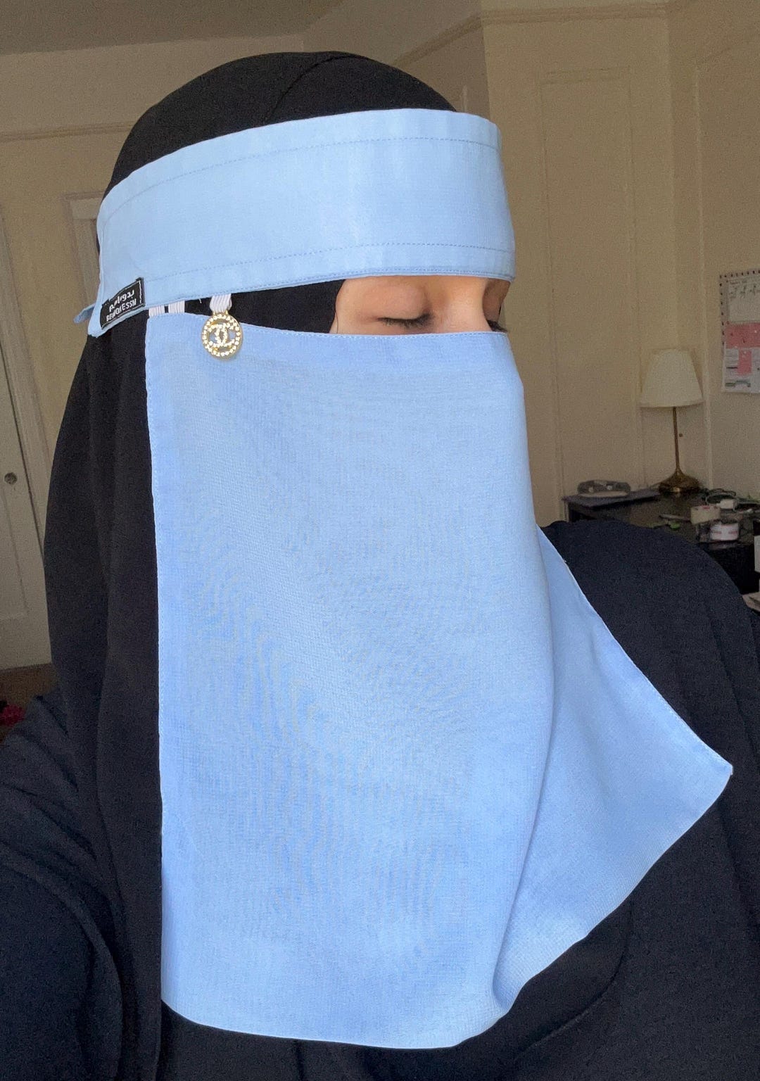 Saudi Style Baby Blue Niqab With Charm - Etsy UK