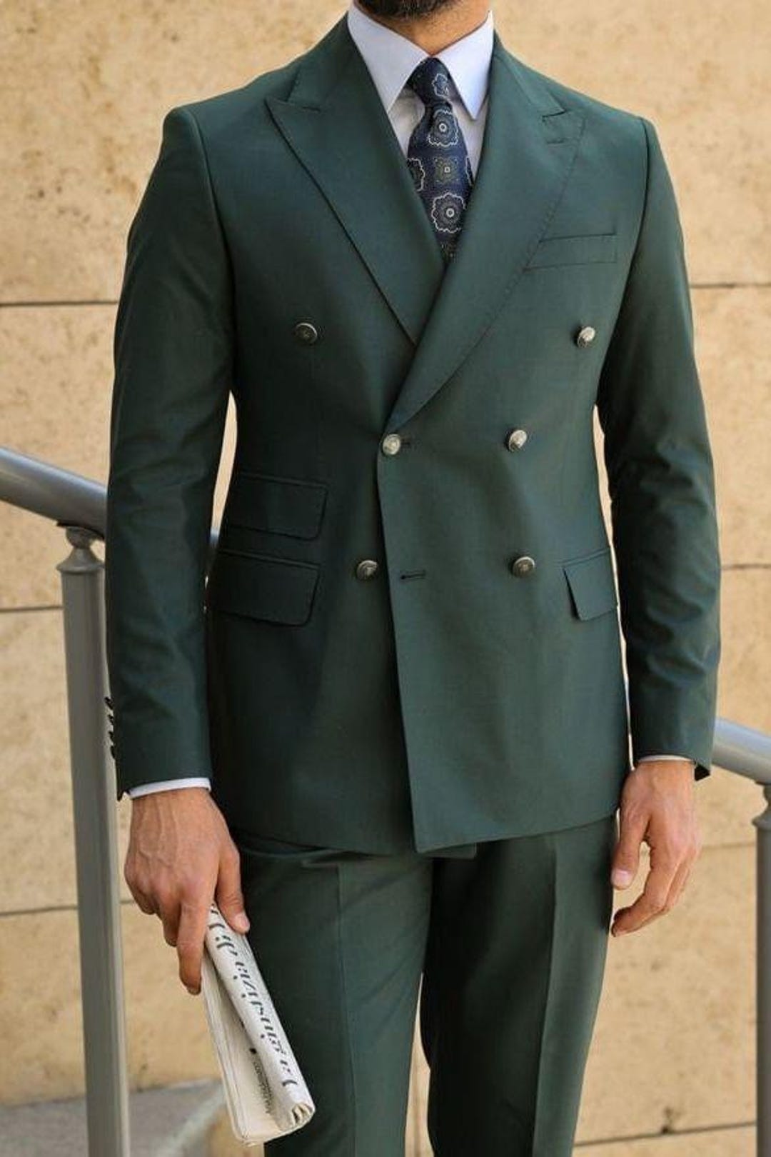 Mens Forest Green Double-breasted Suit - Etsy