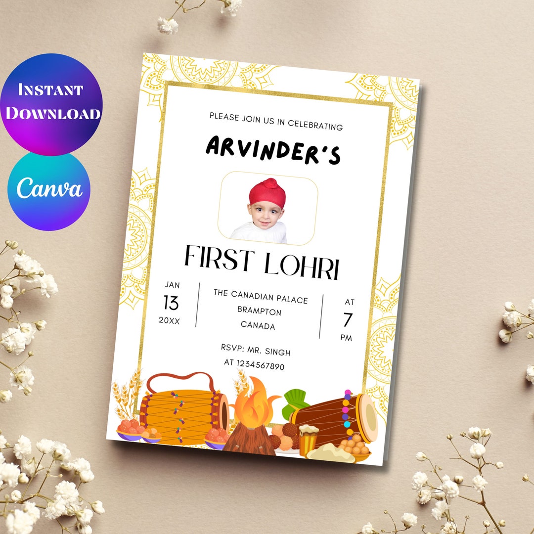 First Lohri Invitation Photo Lohri Invitation Digital 1st Lohri Invite ...