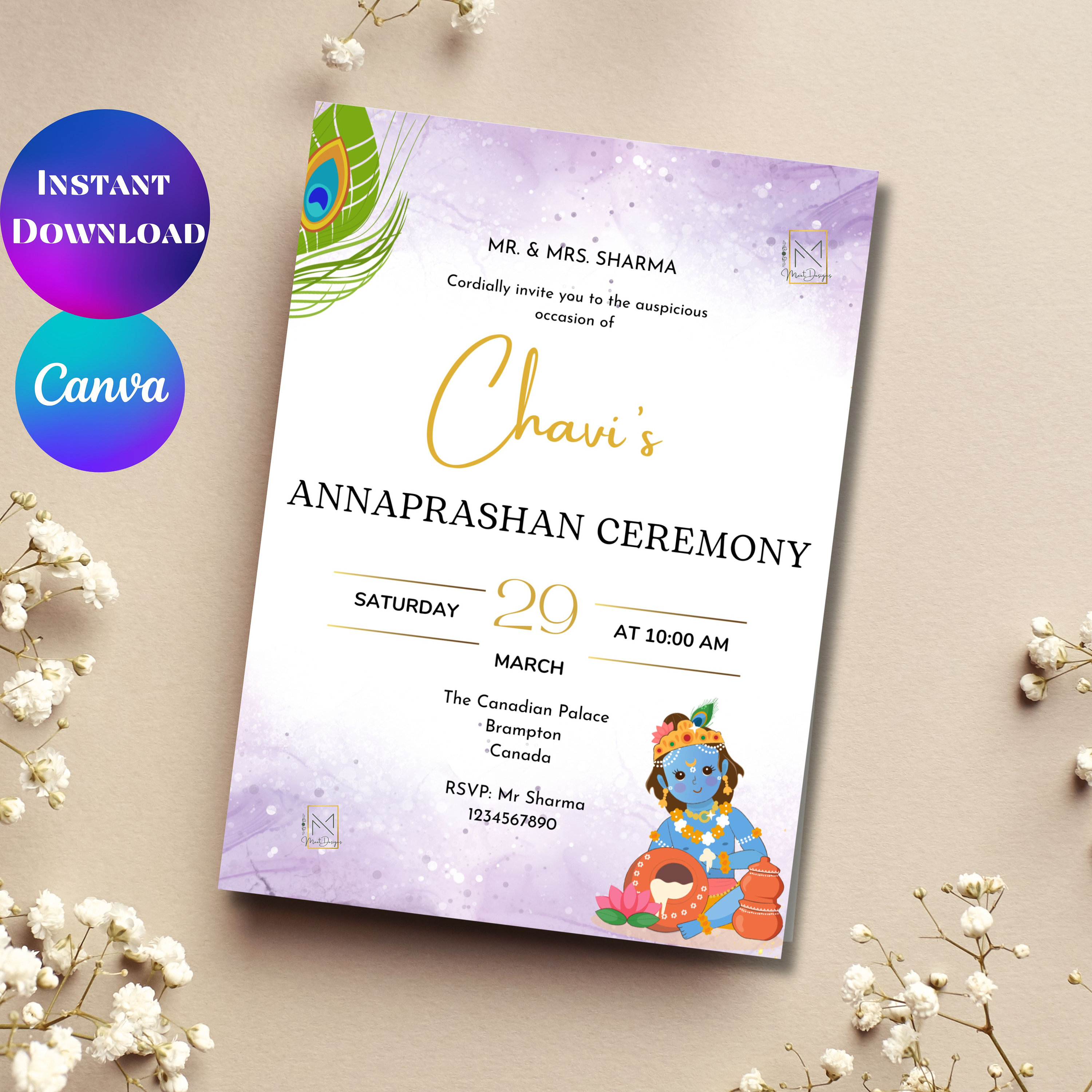 Editable Annaprashan Invitation Card Annaprashan Ceremony Invite ...
