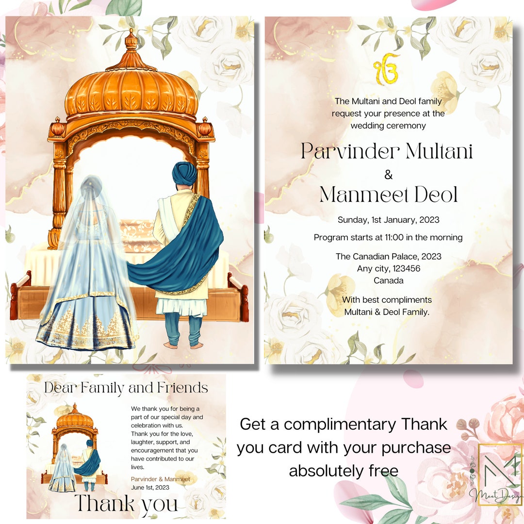 Elegant Sikh Wedding Invitation Sikh Wedding Card Sikh Digital - Etsy ...