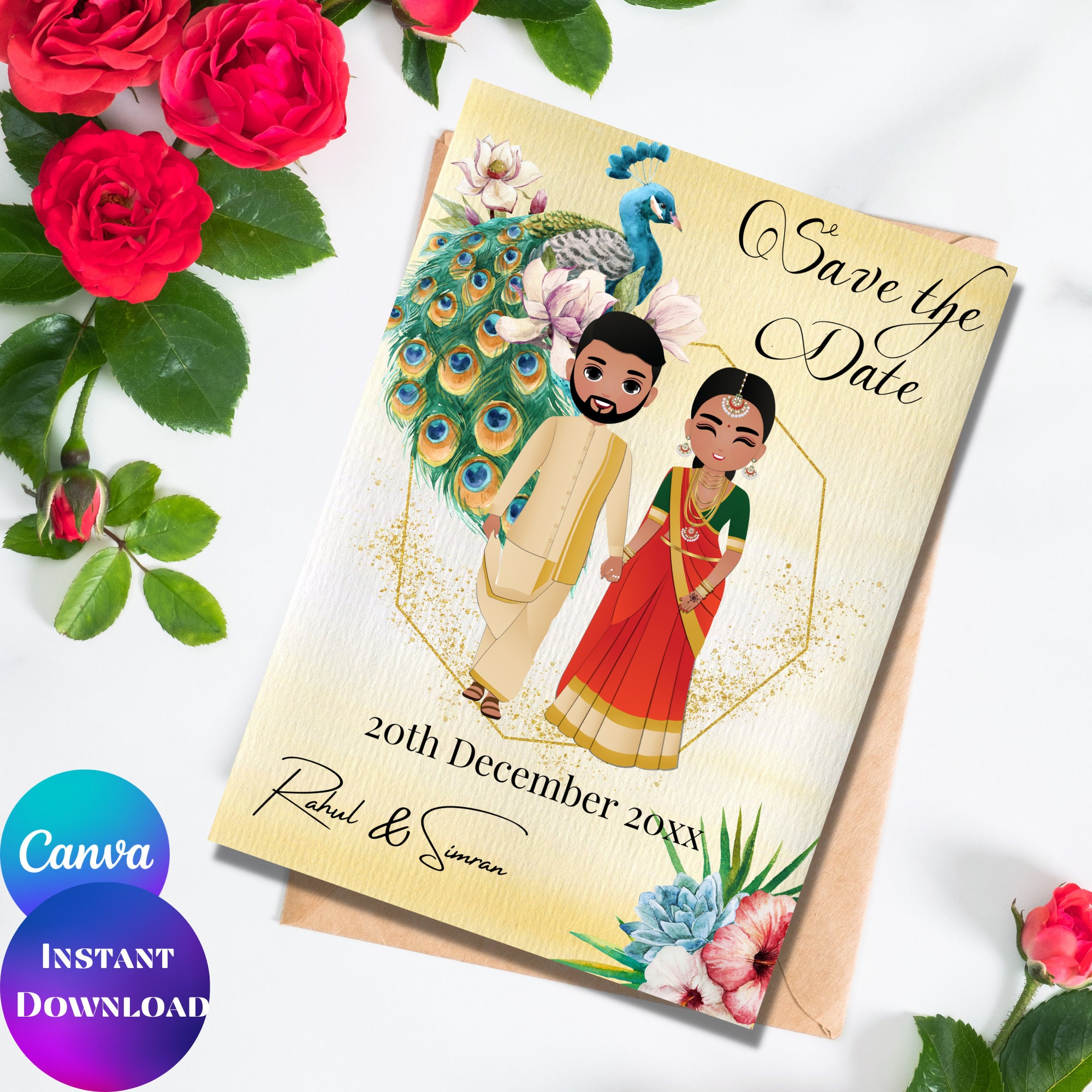 South Indian Save the Date Template Editable Indian Save the Date ...