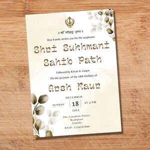 Shri Sukhmani Sahib Path Digital Invitation Card Birthday Path ...