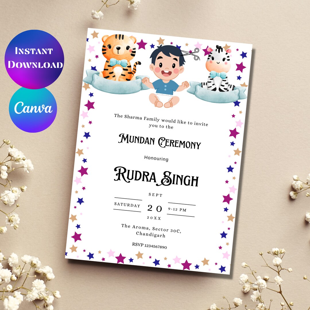 Mundan Invitation Card Mundan Invite Digital Mundan Ceremony Invitation ...