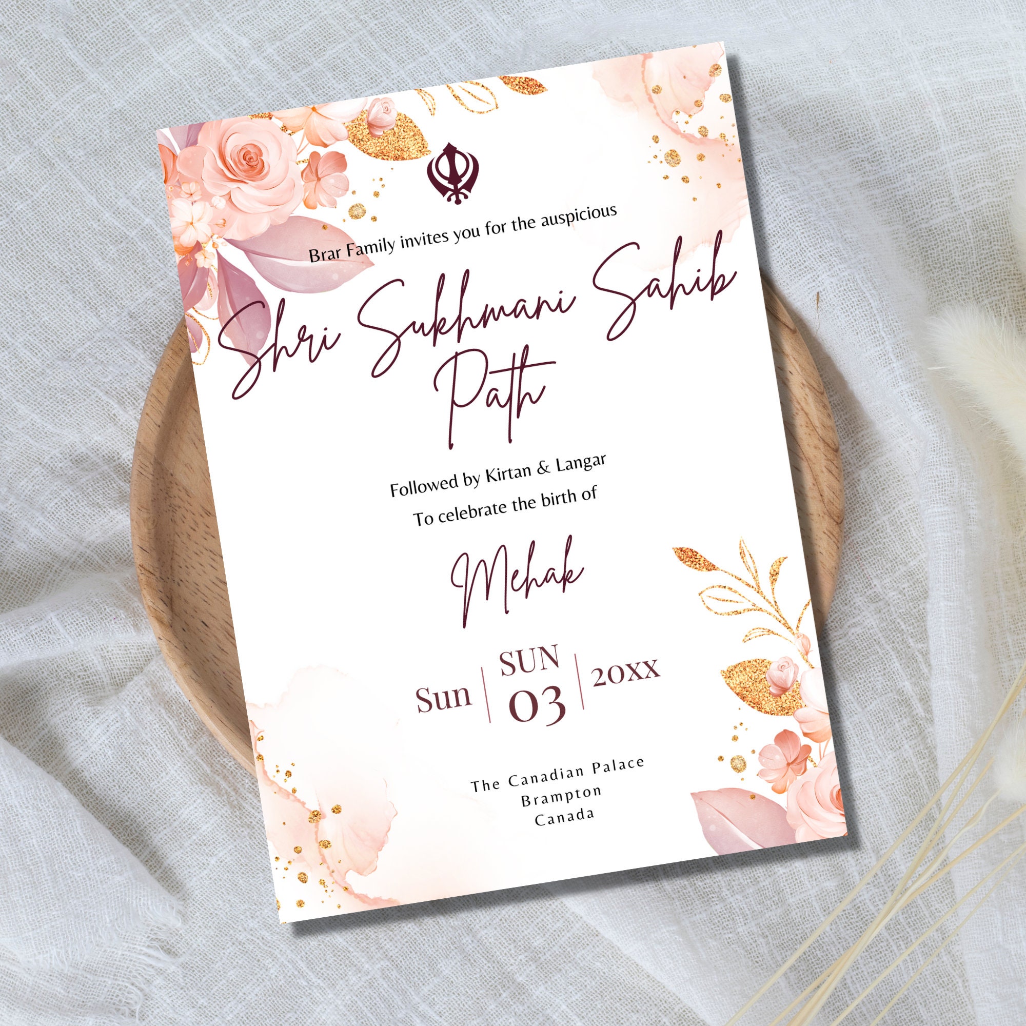 Elegant Shri Sukhmani Sahib Invitation Card Akhand Path Invitation Card ...