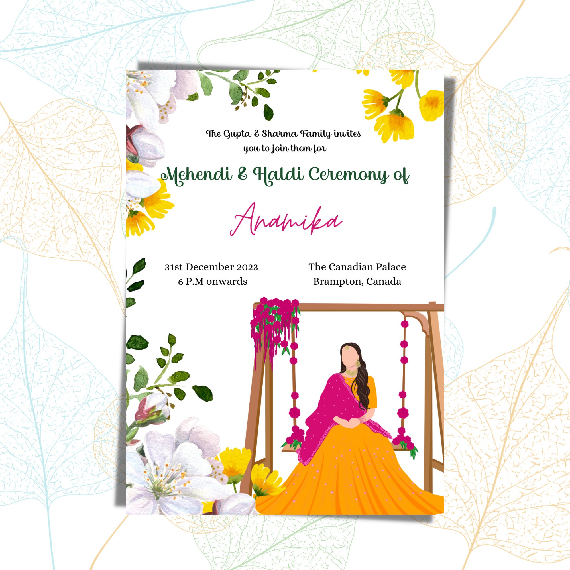 Haldi Invitation Mehndi Invitation Haldi & Mehndi Digital Invite Maiyan ...