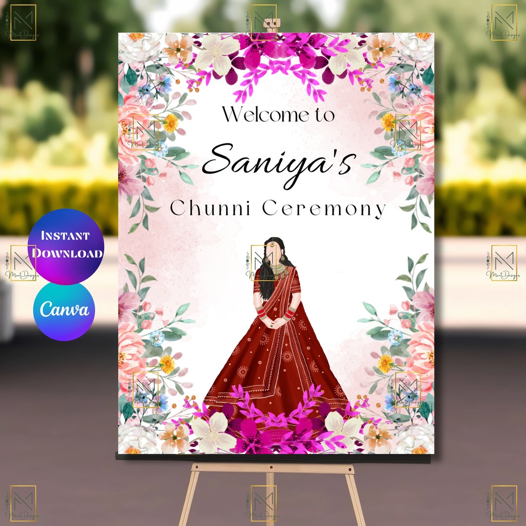 Chunni Welcome Sign Digital Chunni Welcome Sign Template Chunni ...