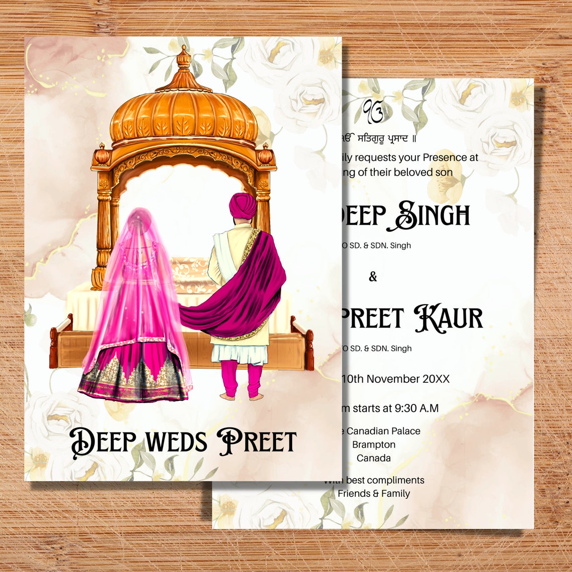 Elegant Sikh Wedding Invitation Card Punjabi Wedding Invitation Digital ...