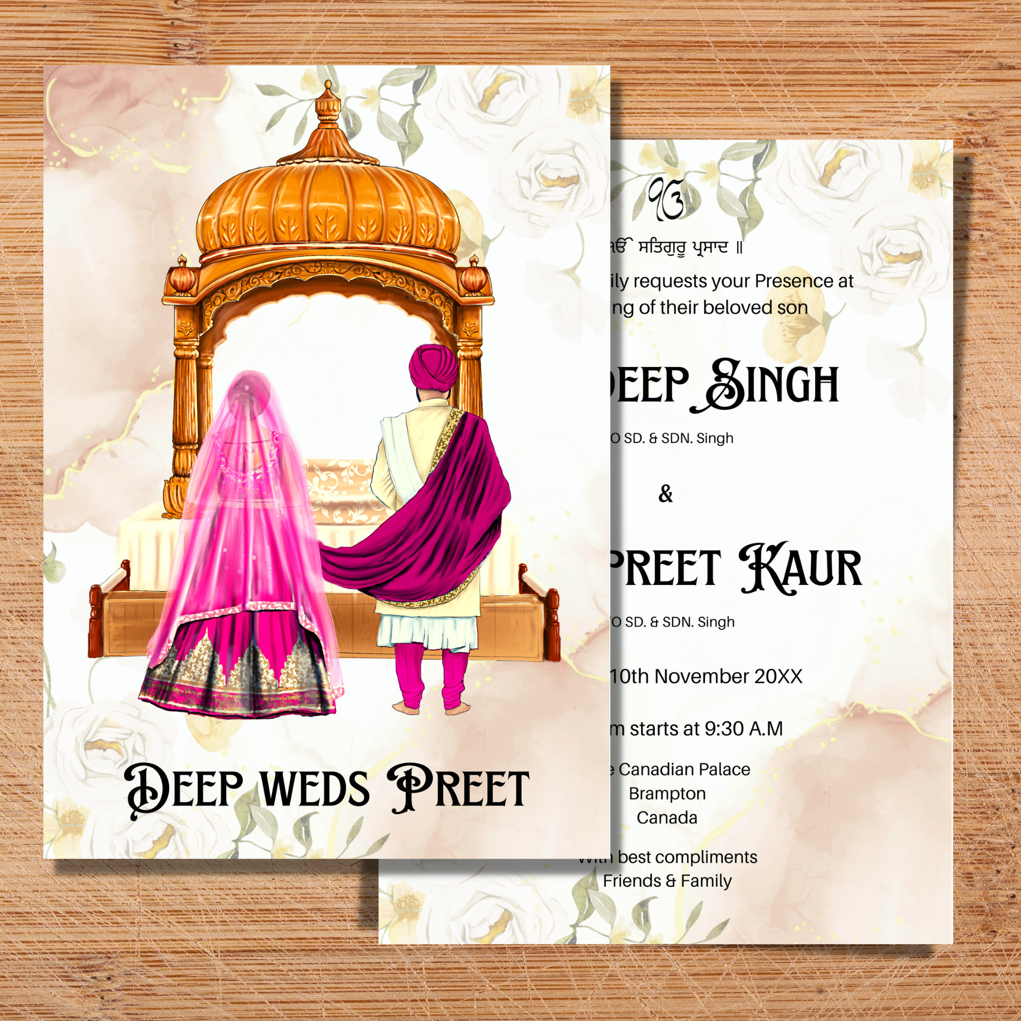Elegant Sikh Wedding Invitation Card Punjabi Wedding Invitation Digital ...