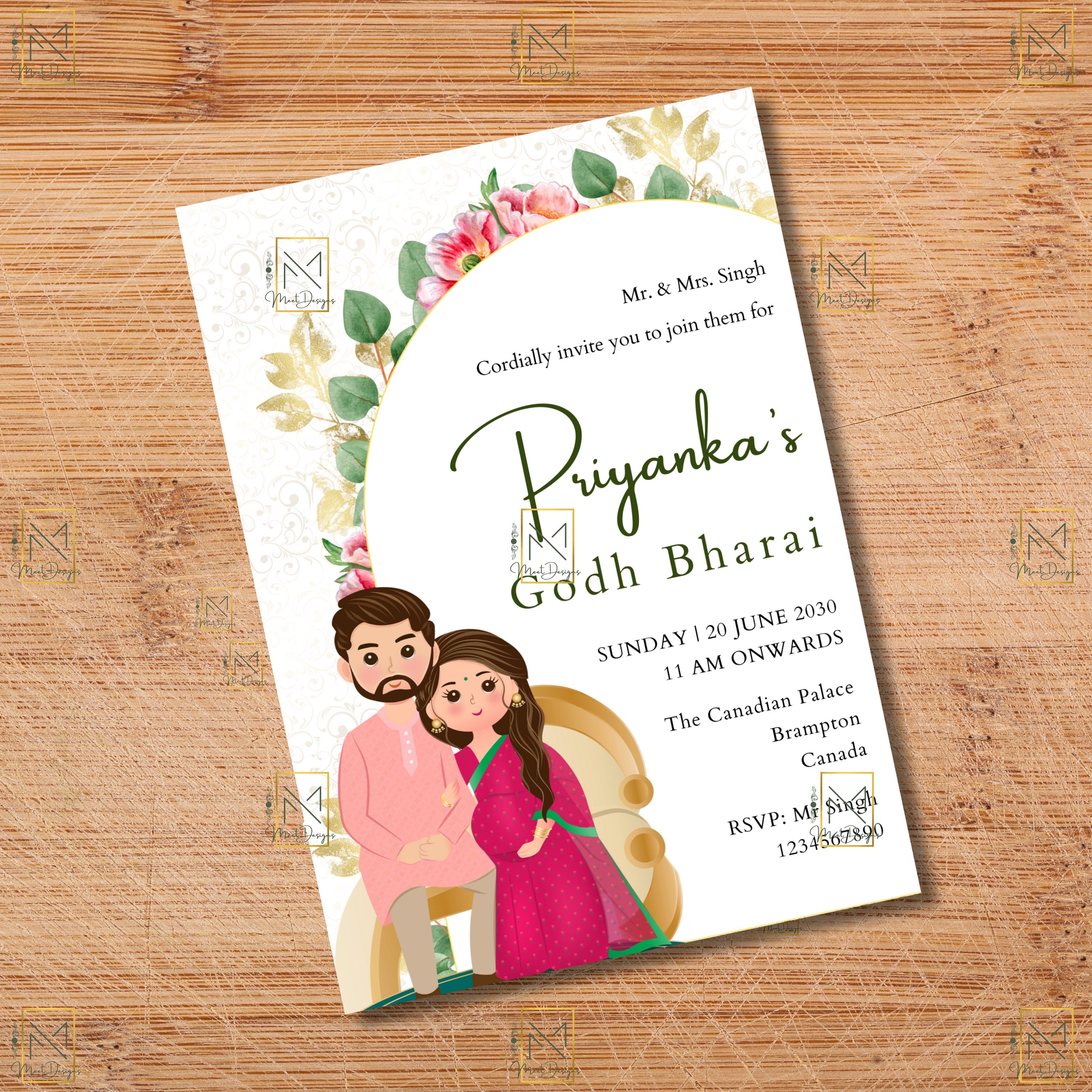 Elegant Couple Godh Bharai Invitation Template Valaikappu Seemantham ...