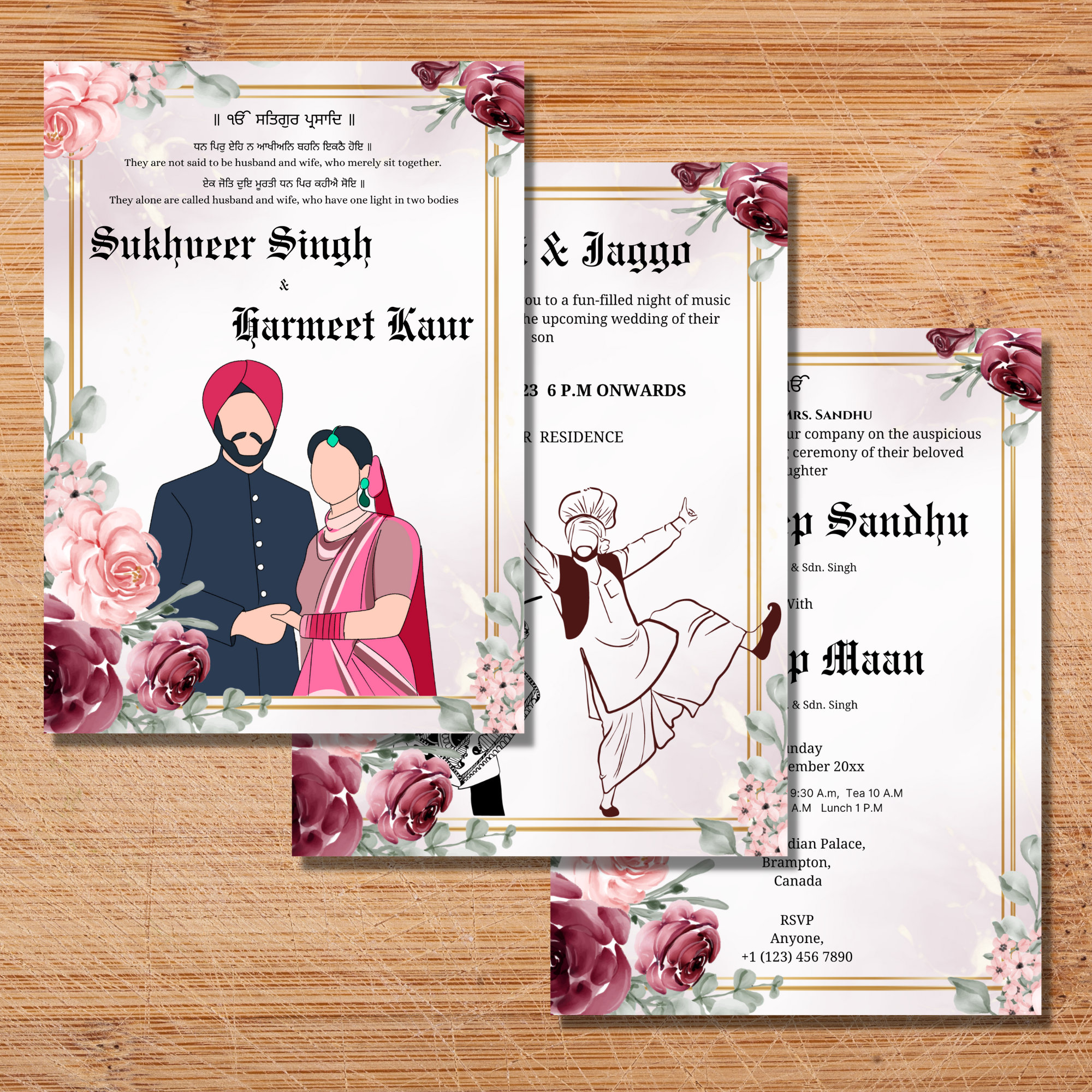 Sikh Wedding Invitation Sikh Digital Wedding Card Sikh Wedding Invite ...