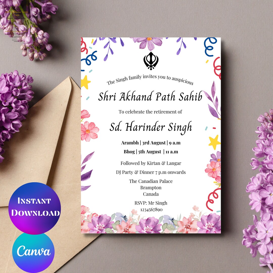 Shri Akhand Path Invitation Shri Sukhmani Sahib Invitation - Etsy