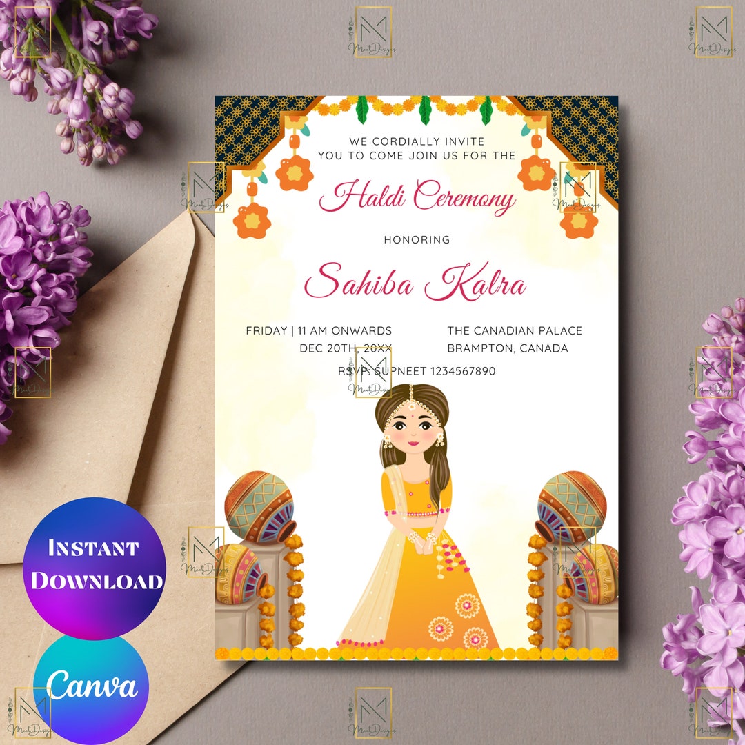 Haldi Invitation Digital Haldi Invite Maiyan Invitation Pithi Invite ...