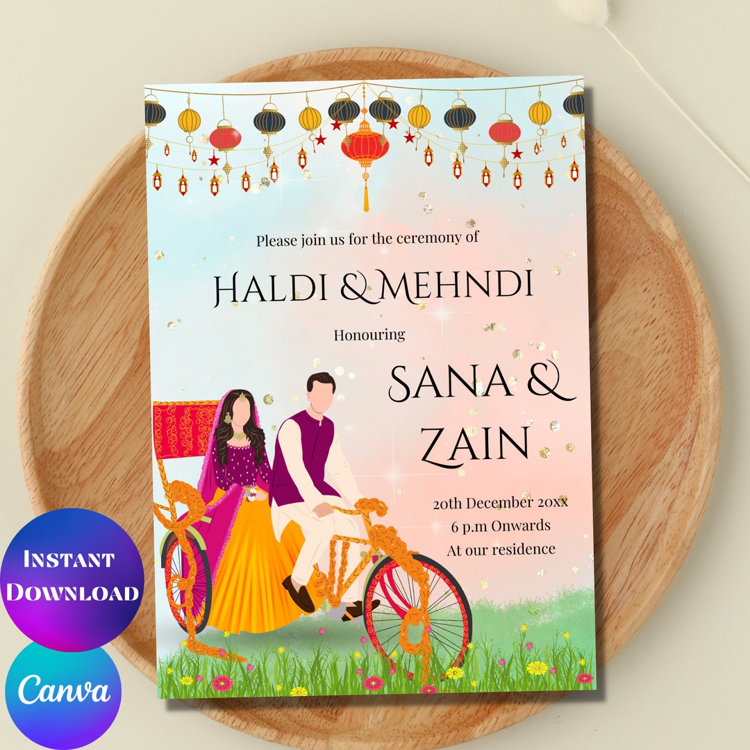 Mehndi Invitation Card Haldi Invitation Card Digital Mehndi Invite ...