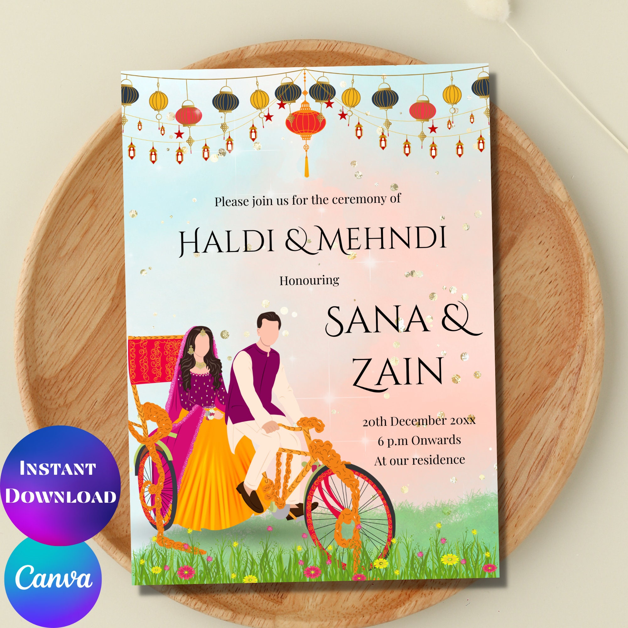 Mehndi Invitation Card Haldi Invitation Card Digital Mehndi Invite ...