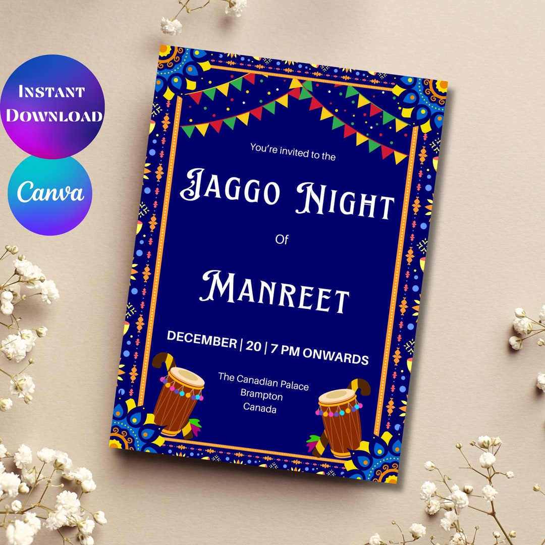 Jaggo Invitation Card Digital Jaggo Invite Jago Night - Etsy Canada