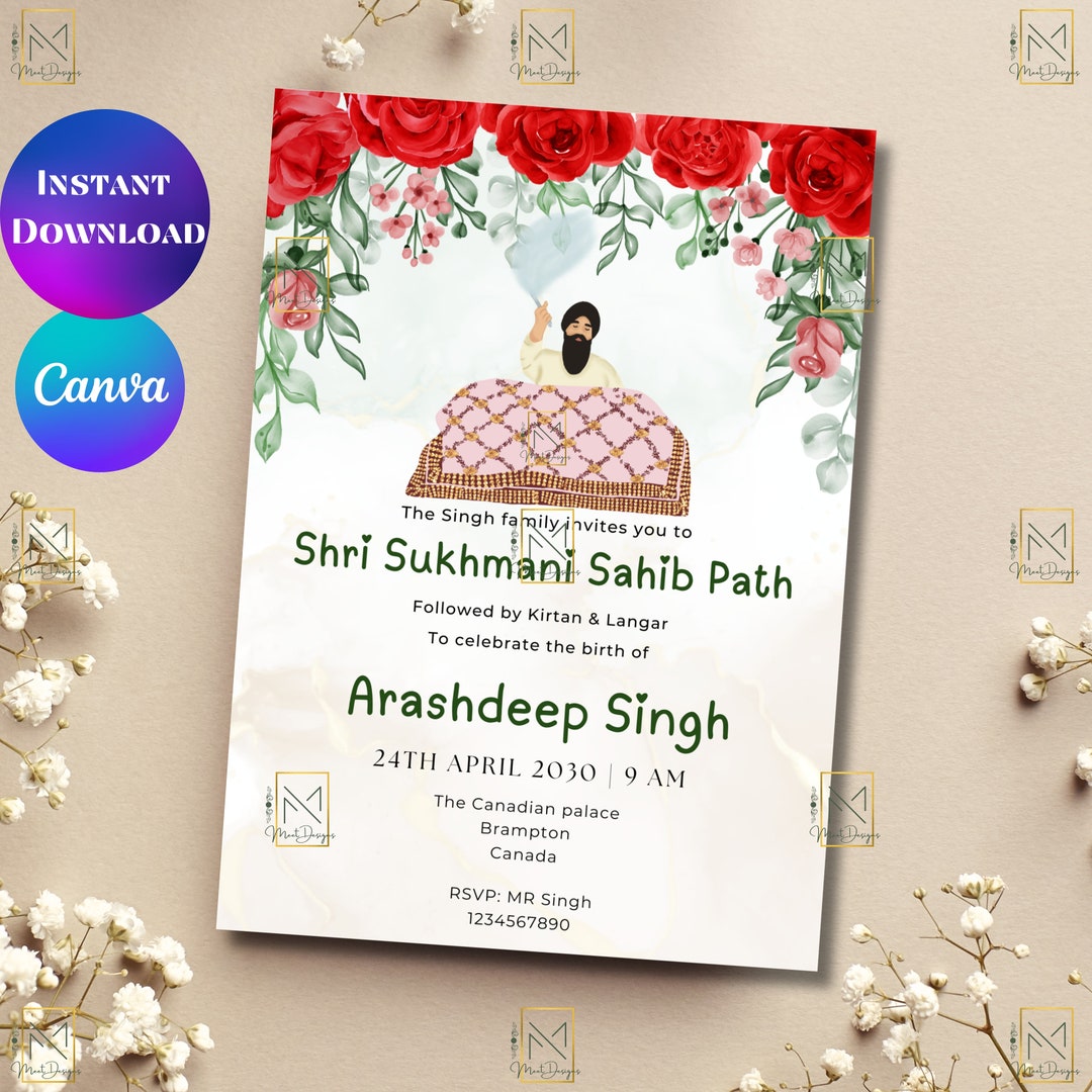 Shri Sukhmani Sahib Path Invitation Template Digital Akhand Path ...