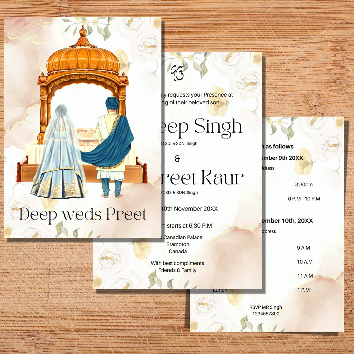 Elegant Sikh Wedding Invitation Sikh Wedding Card Sikh Digital Wedding ...