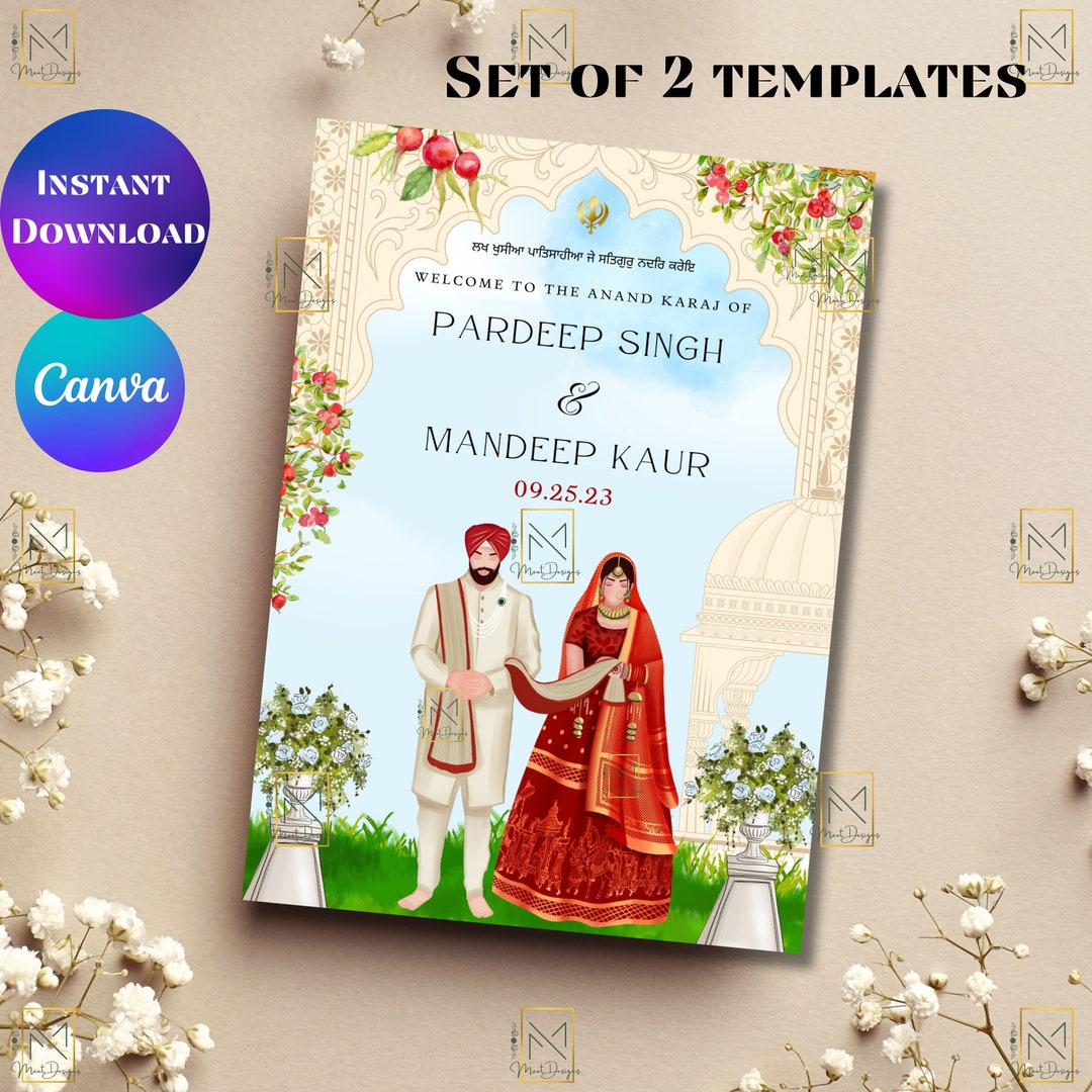 Sikh Wedding Invitation Sikh Digital Wedding Card Sikh Wedding Invite ...