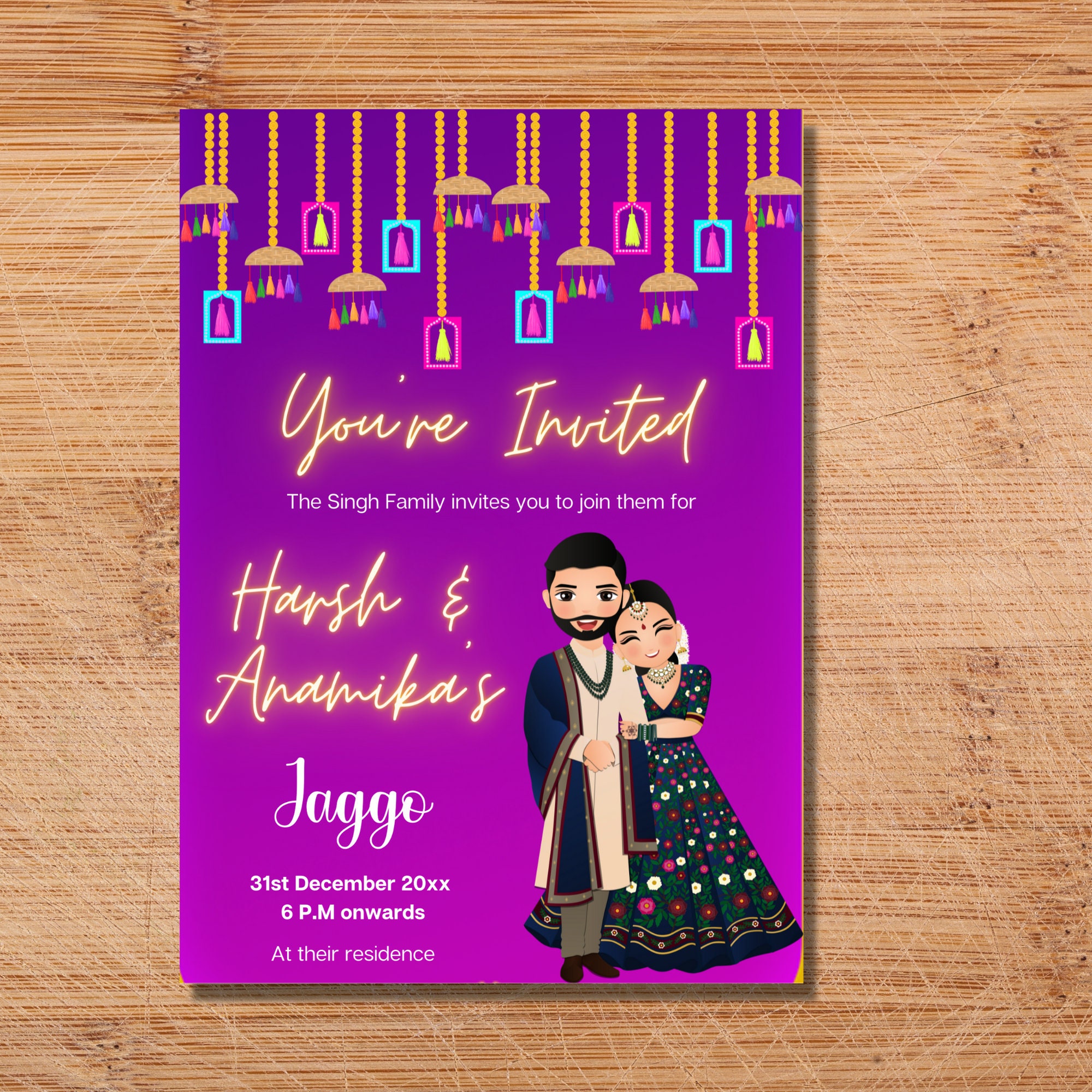 Sangeet Invitation Card Template Self Edit Jaggo Invitation Sangeet ...