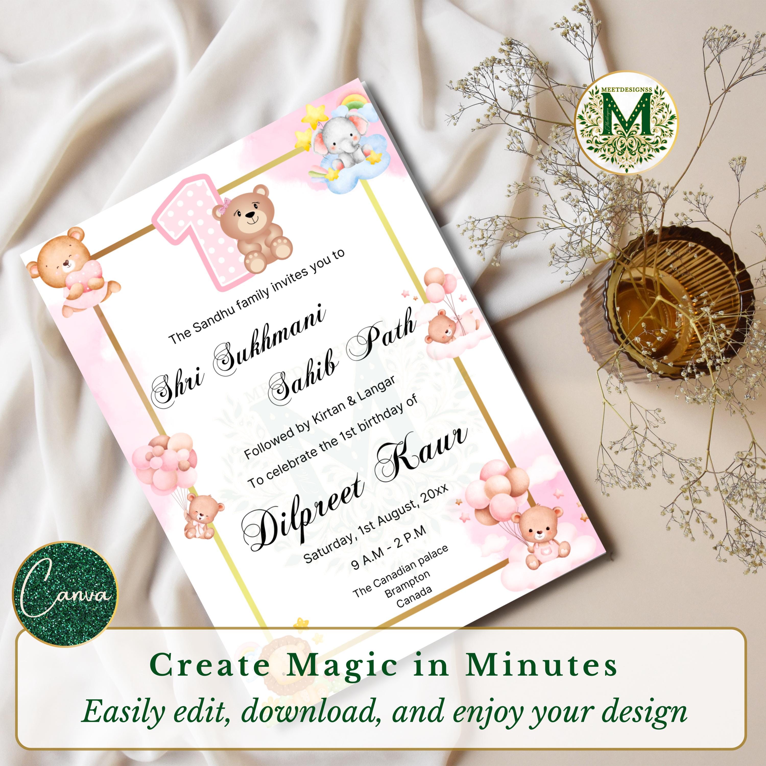 1st Birthday Path Invitation First Birthday Invitation Shri Sukhmani ...