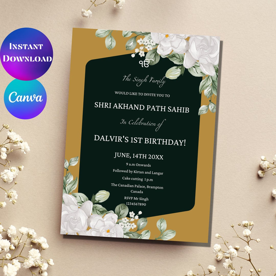 Shri Akhand Path Invitation 1st Birthday Path Invitation Shri Sukhmani ...