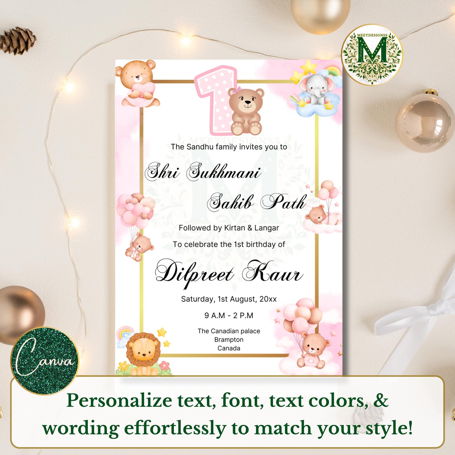 1st Birthday Path Invitation First Birthday Invitation Shri Sukhmani ...