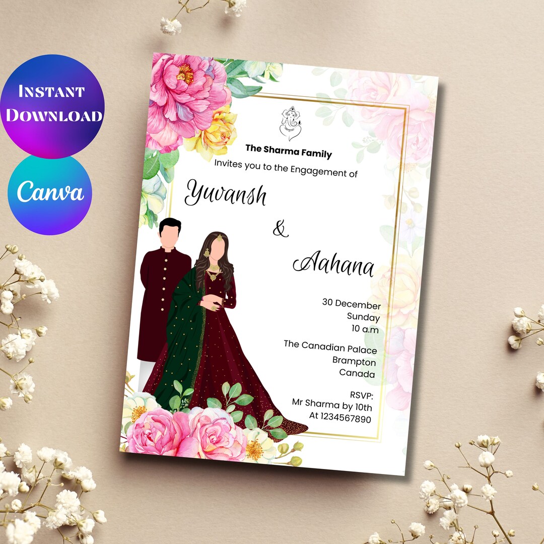Indian Wedding Invitation Hindu Wedding Invite Digital Hindu Engagement ...