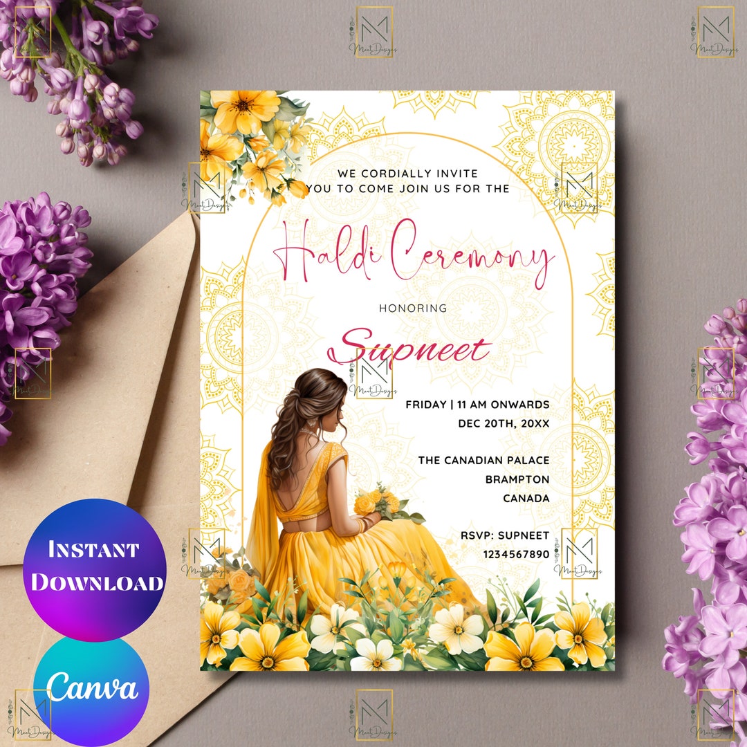 Haldi Invitation Digital Haldi Invite Maiyan Invitation Pithi Invite ...