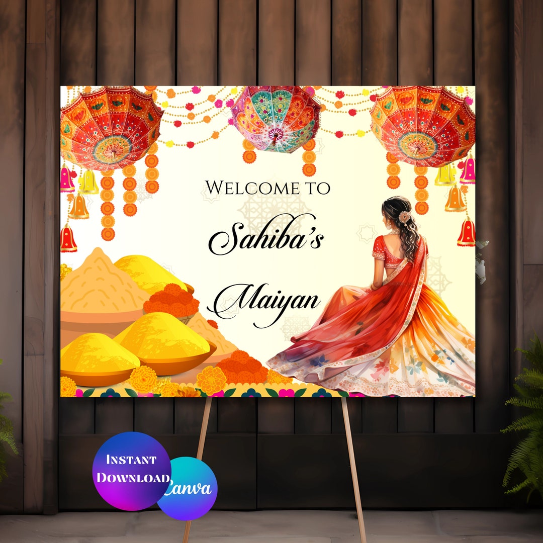 Maiyaan Welcome Sign Maiyan Welcome Sign Maiyan Signs Haldi Sign Haldi ...
