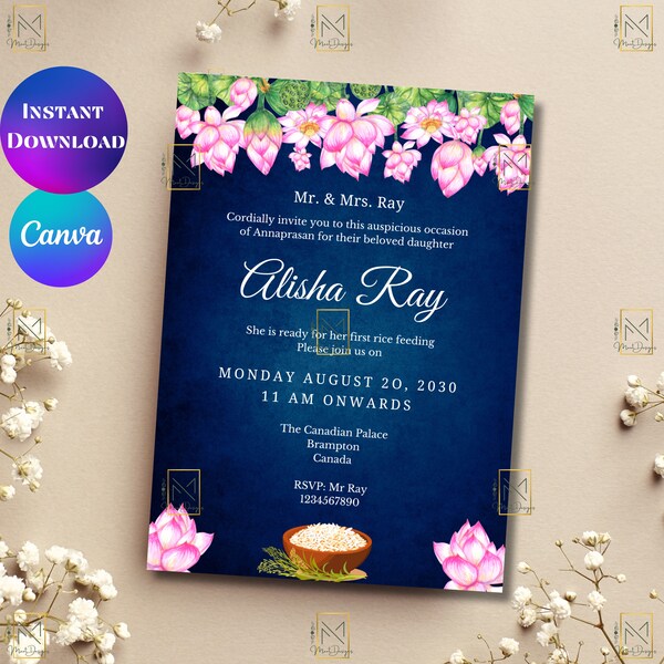 Rice Feeding Ceremony Invitation - Etsy