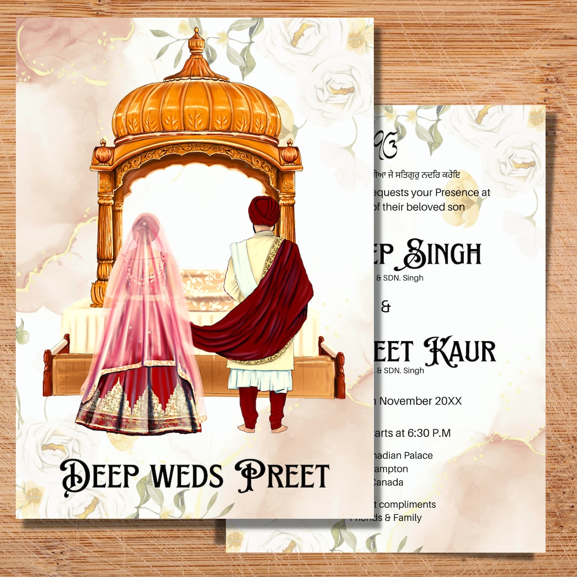 Elegant Sikh Wedding Invitation Card Punjabi Wedding Invitation Digital ...