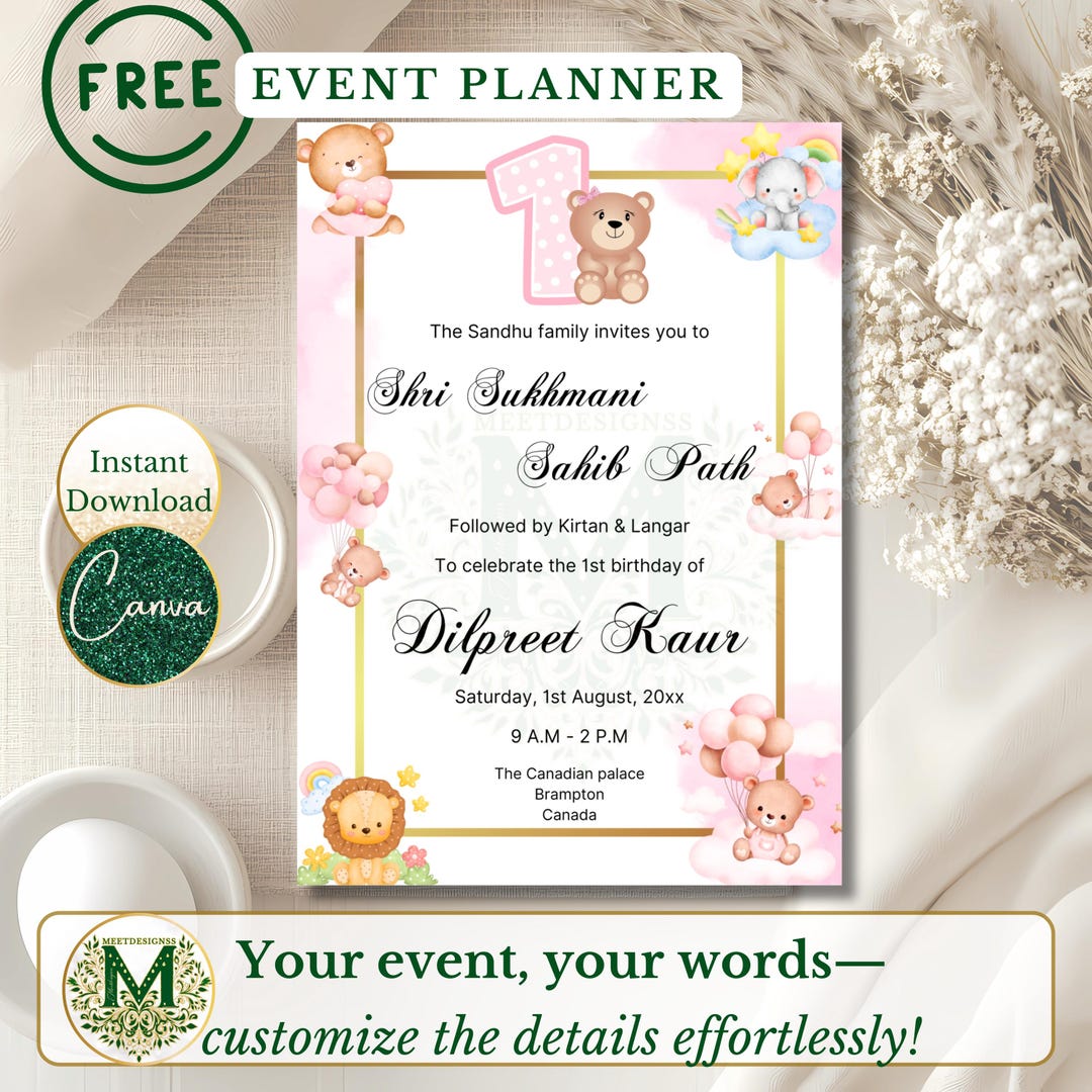 1st Birthday Path Invitation First Birthday Invitation Shri Sukhmani ...