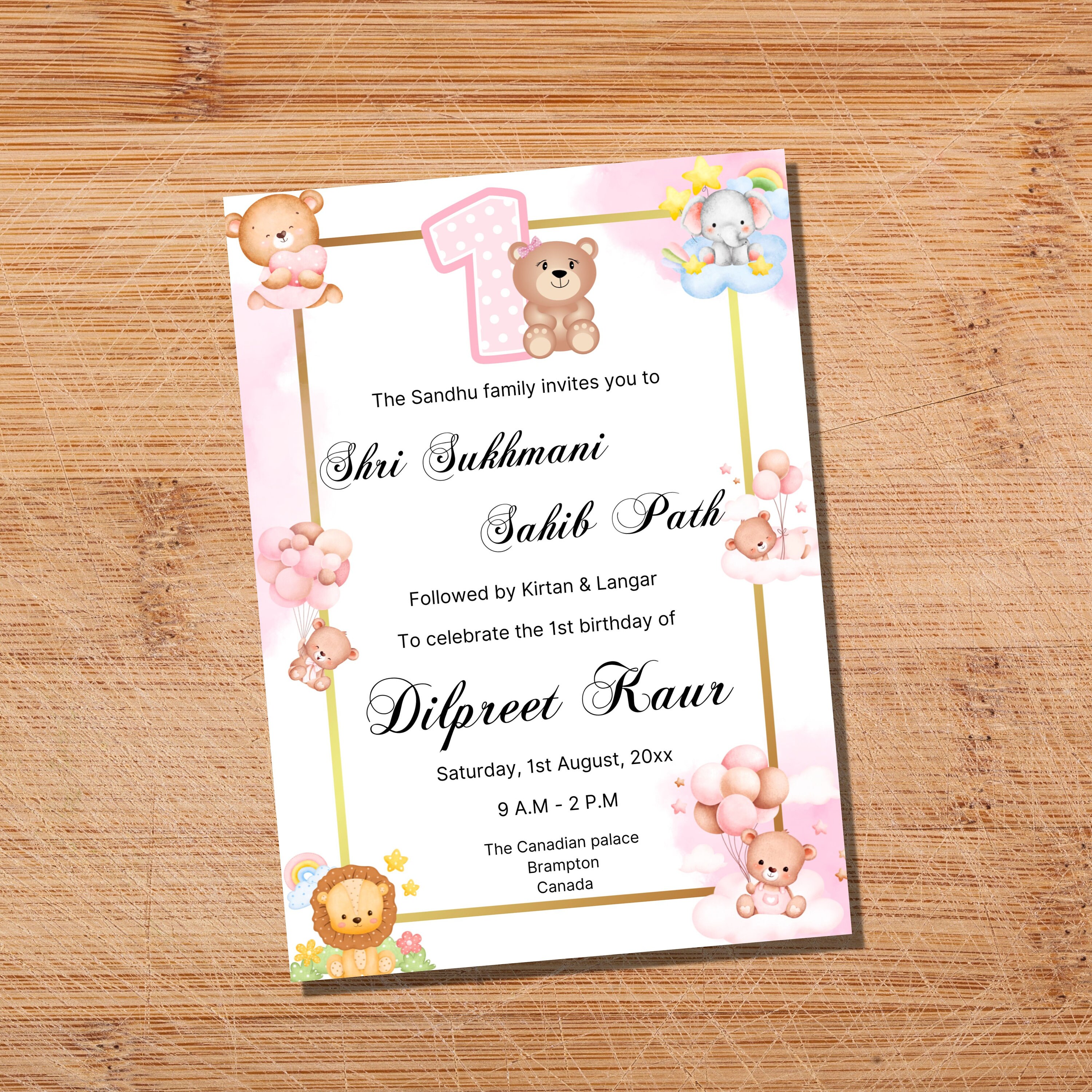 1st Birthday Path Invitation First Birthday Invitation Shri Sukhmani ...