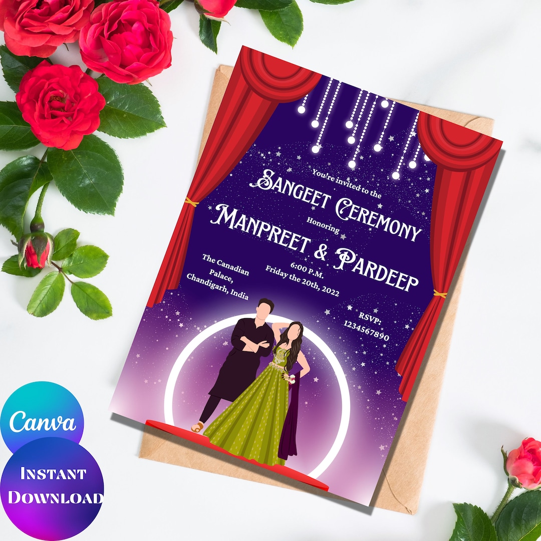Sangeet Invitation Digital Sangeet Invite Indian Sangeet Party Invite ...