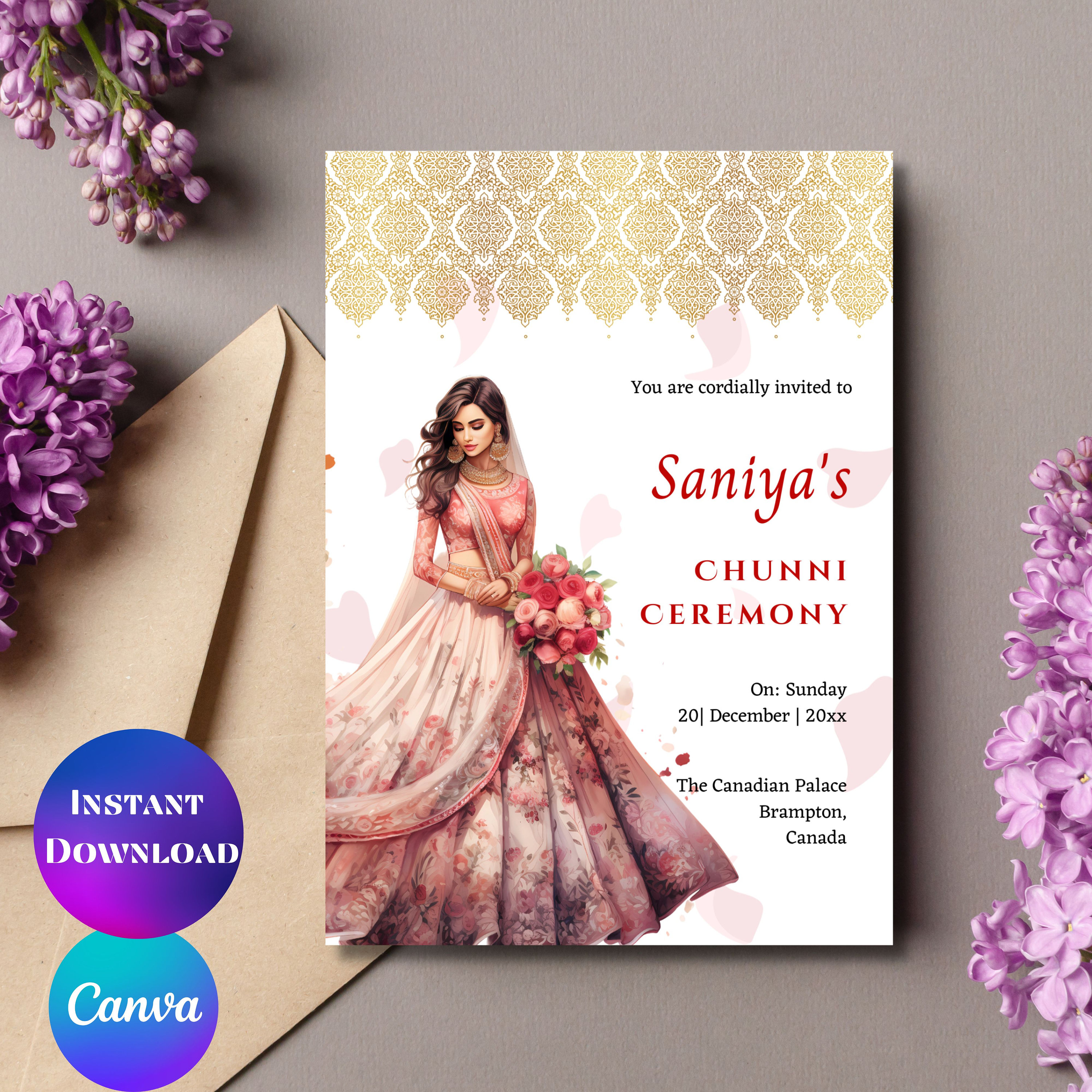 Chunni Invitation Chunni Ceremony Invitation Digital Chunni Invites ...