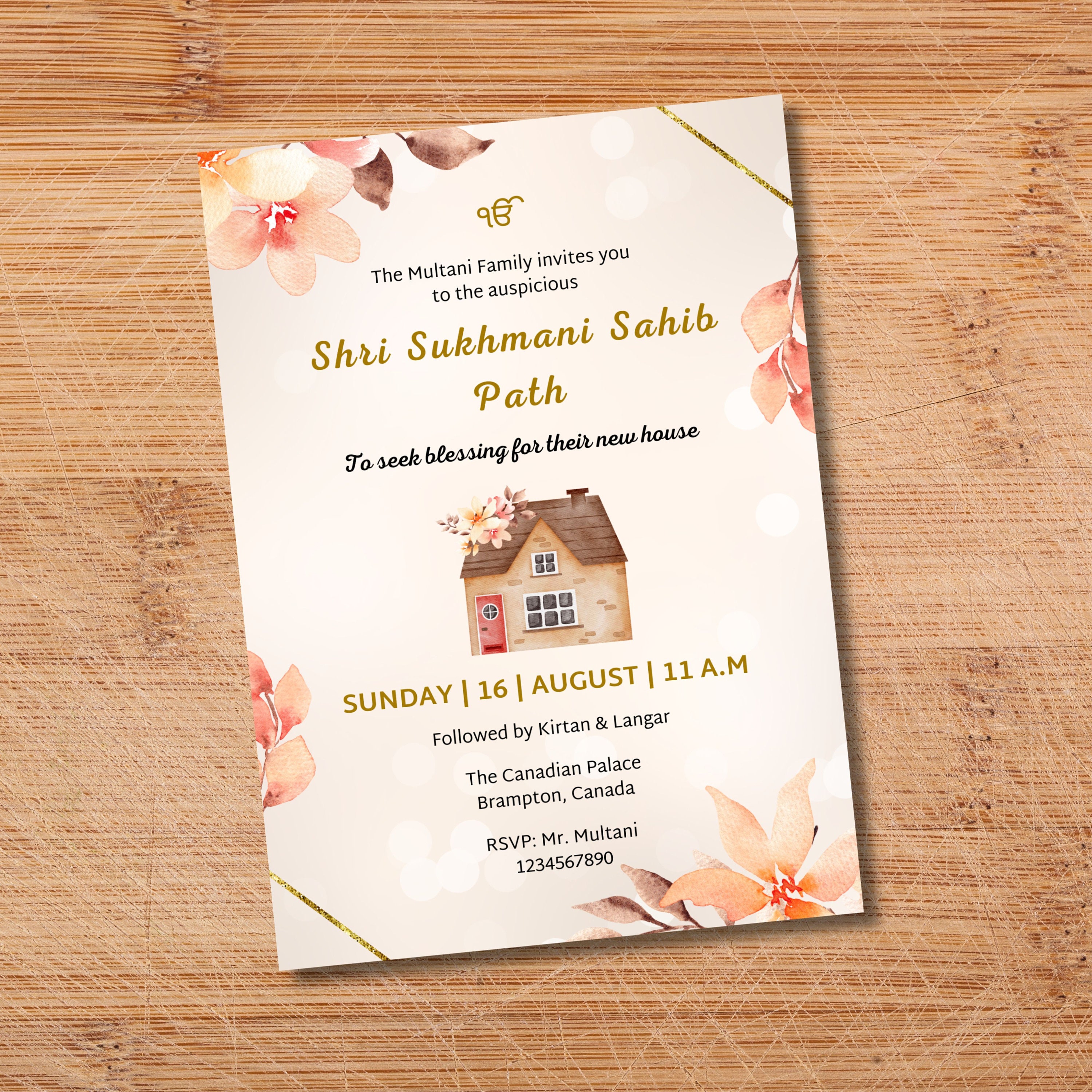 Shri Sukhmani Sahib Path Invitation New House Path Invitation ...
