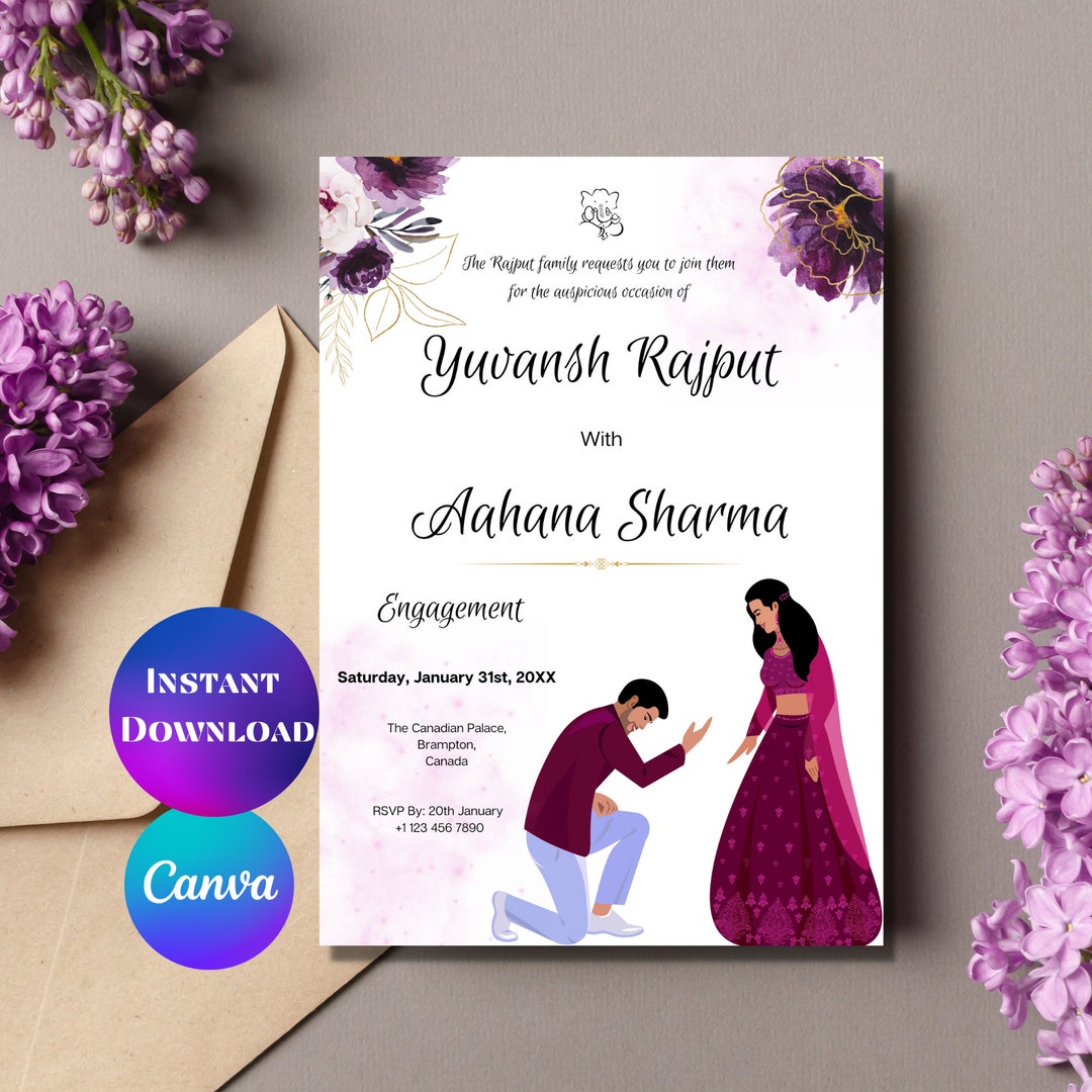 Indian Wedding Card Digital Engagement Invitation Reception Invitation ...