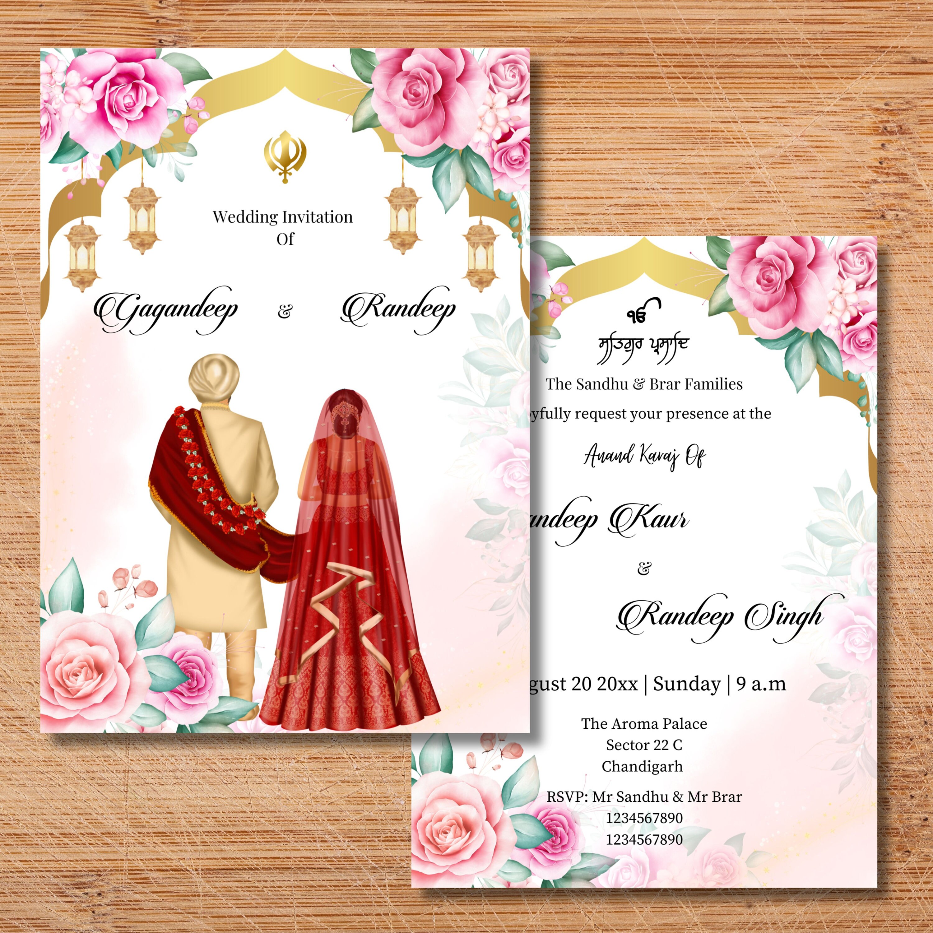 Sikh Wedding Invitation Sikh Digital Wedding Card Sikh Wedding Invite ...