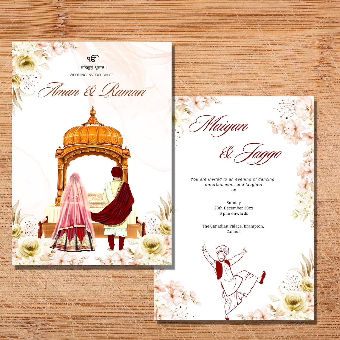 Sikh Wedding Invitation Sikh Wedding Card Punjabi Wedding Invitation ...