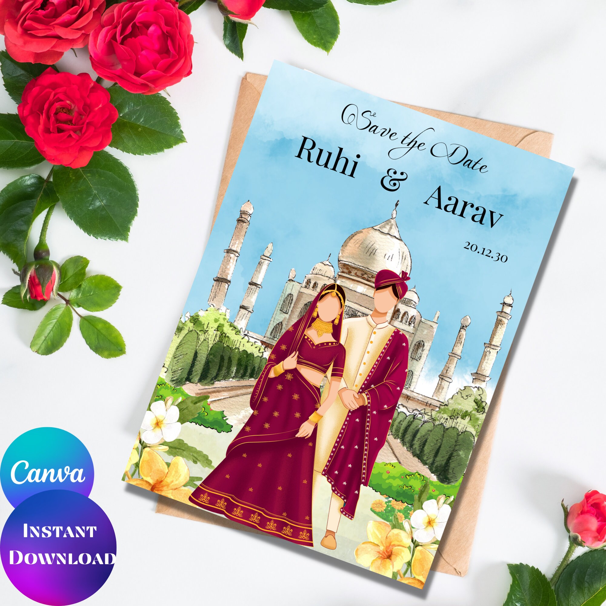 Indian Save the Date Template Hindu Save the Date Card Digital Save the ...