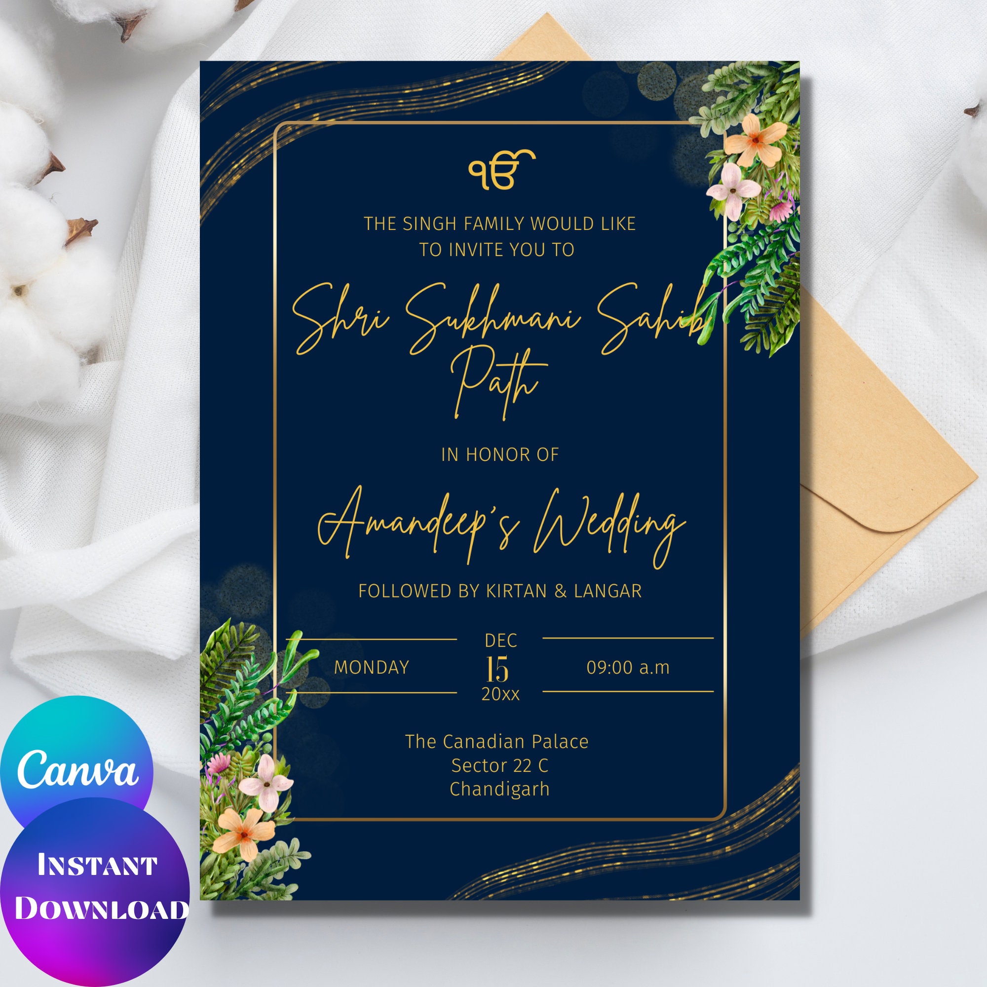 Shri Sukhmani Sahib Invitation Card Digital Akhand Path Invitation Card ...