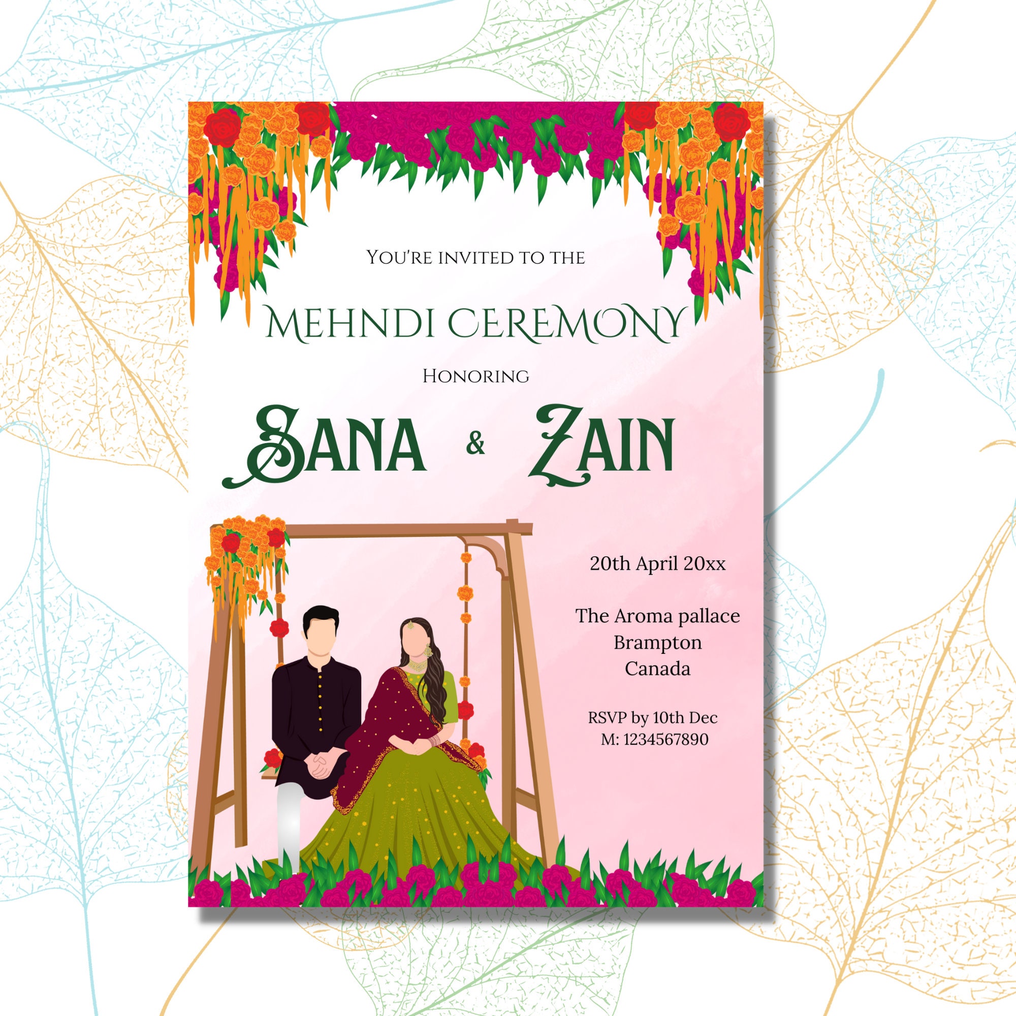 Mehndi Invitation Card Haldi Invitation Card Digital Mehndi Invite ...