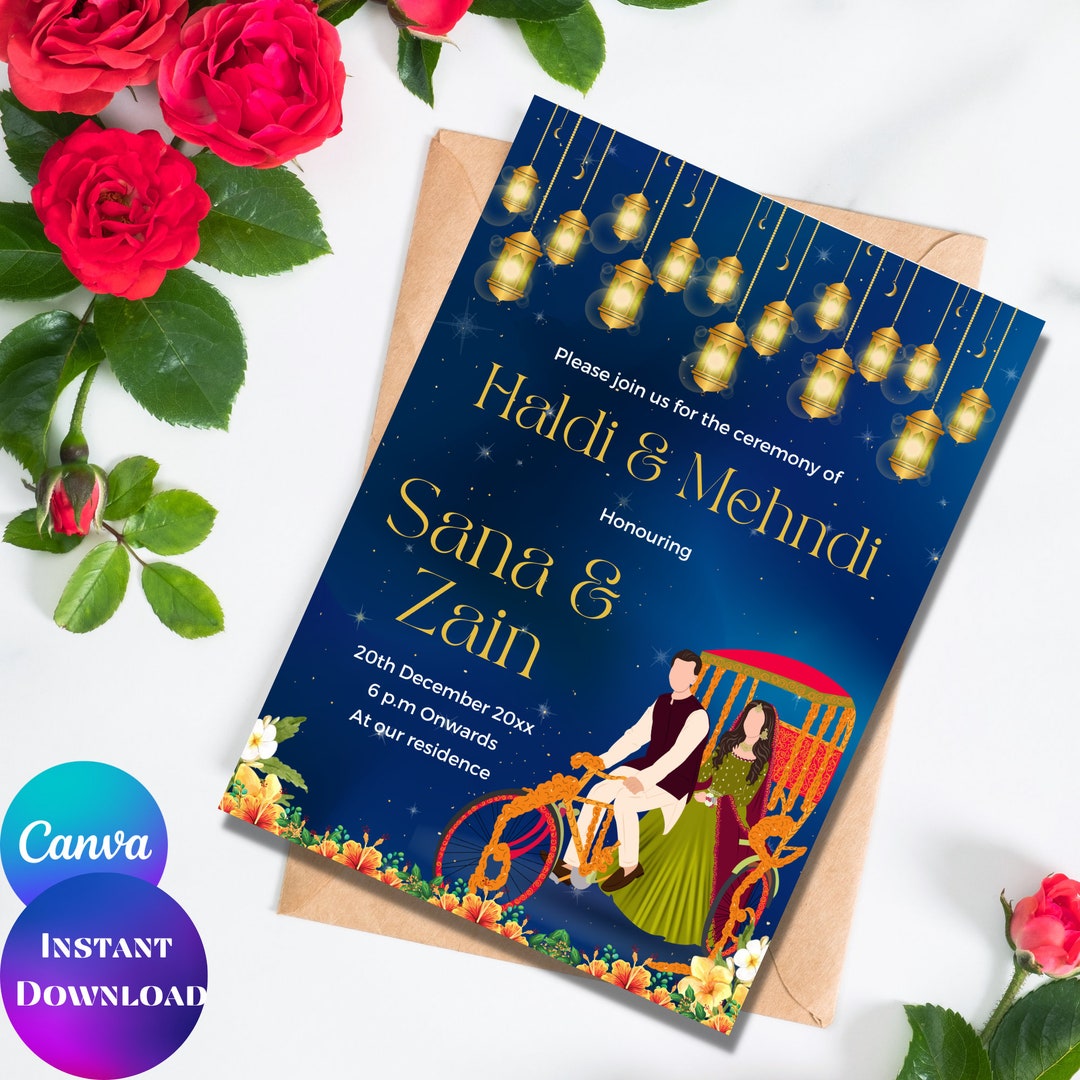 Mehndi Invitation Card Haldi Invitation Card Digital Mehndi Invite ...