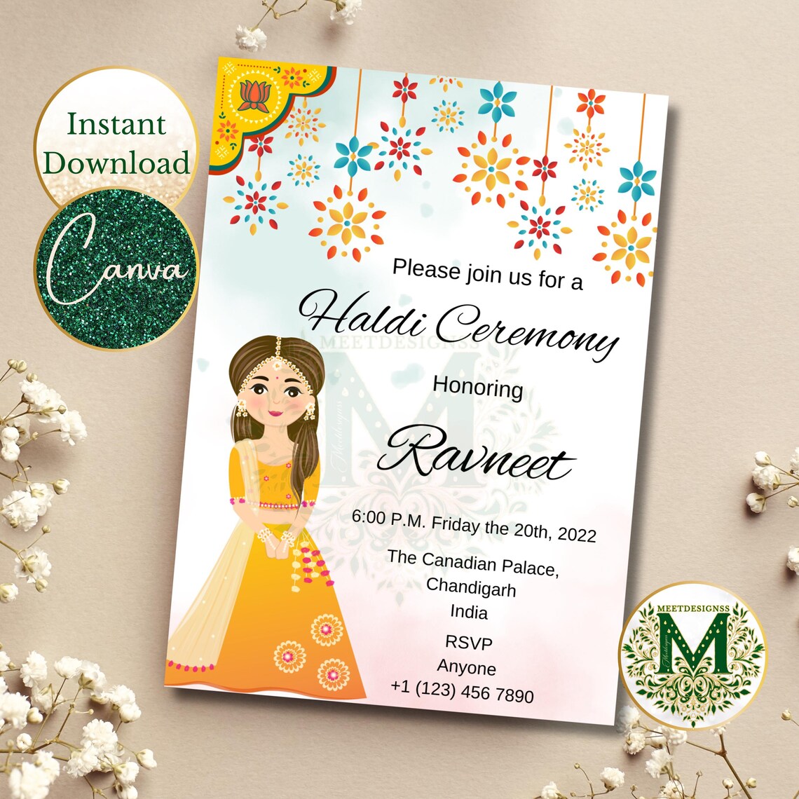 Haldi Invitation Mehndi Invitation Haldi Digital Card Haldi Maiyan ...