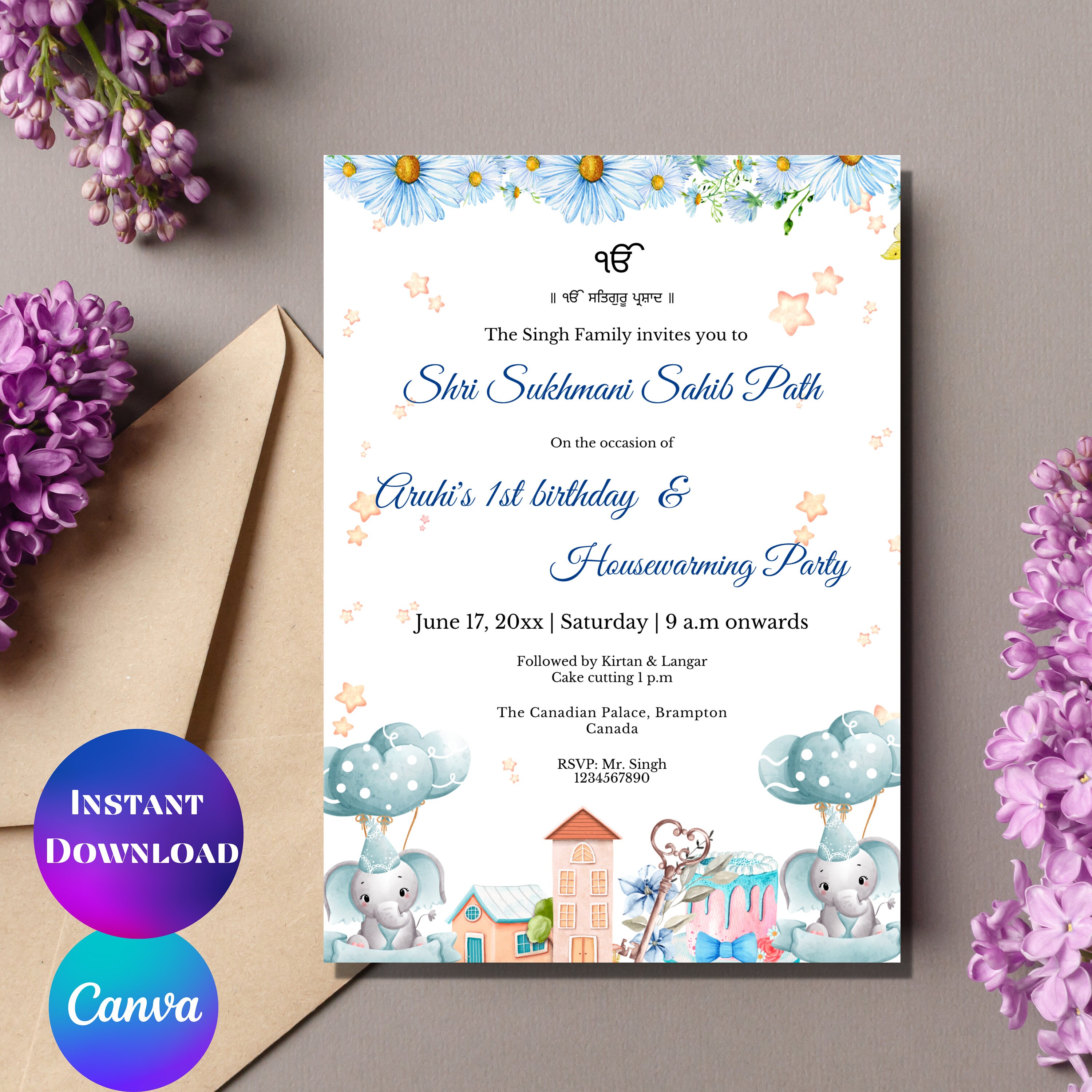Shri Sukhmani Sahib Invitation 1st Birthday Path Invite Housewarming ...