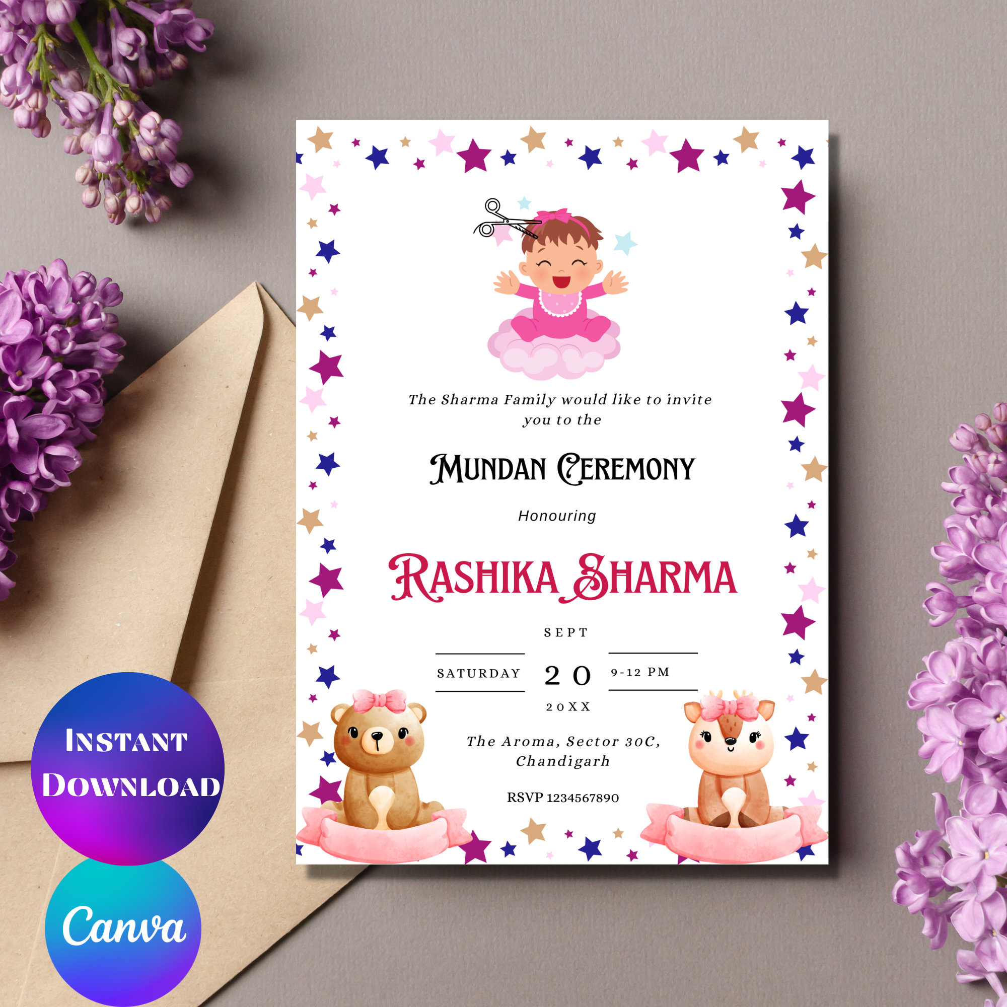 Mundan Invitation Card Mundan Invite Digital Mundan Ceremony Invitation ...