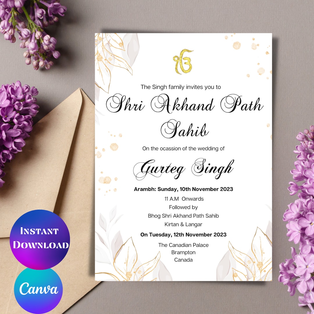 Shri Akhand Path Sahib Invitation Shri Sukhmani Sahib Path Digital ...