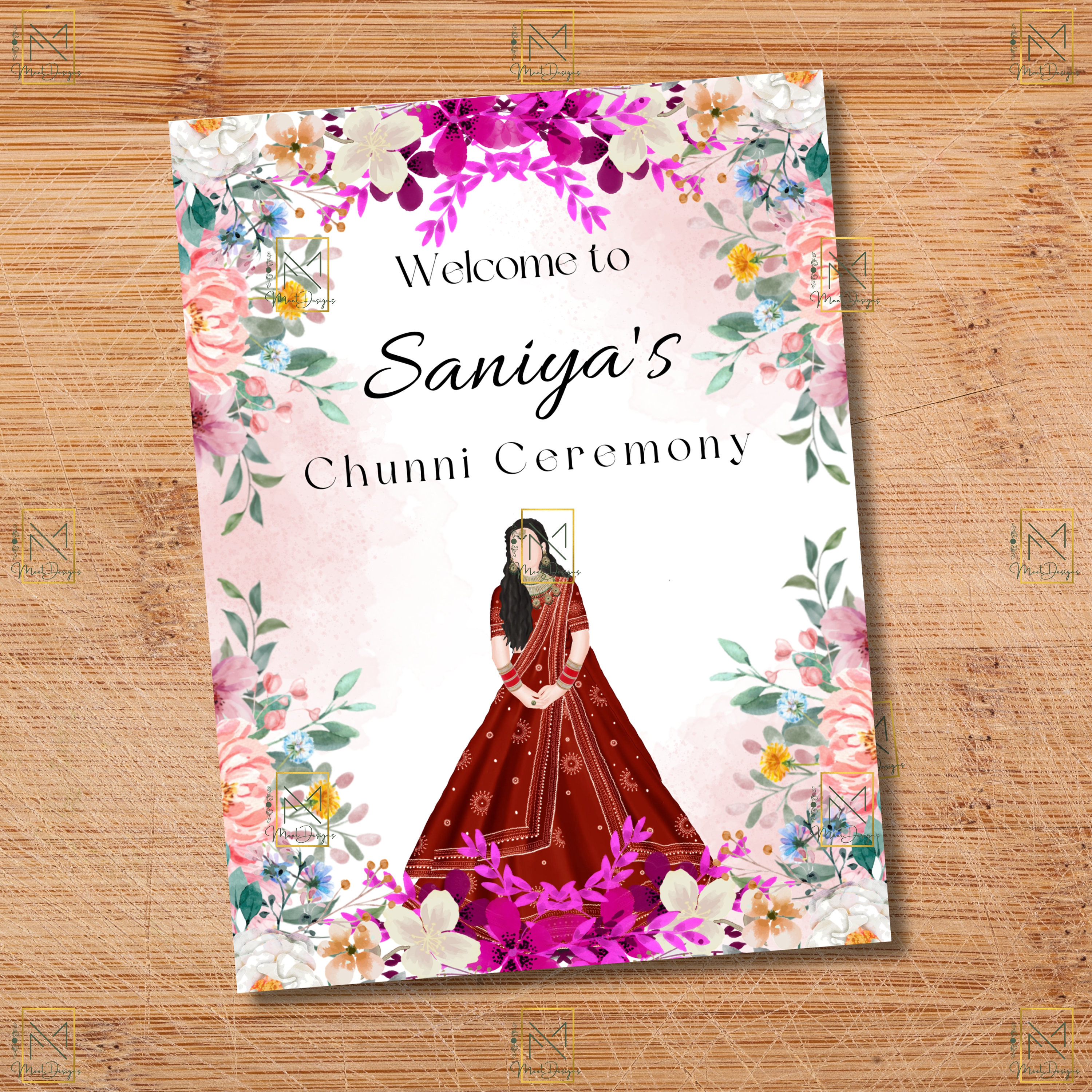 Chunni Welcome Sign Digital Chunni Welcome Sign Template Chunni ...
